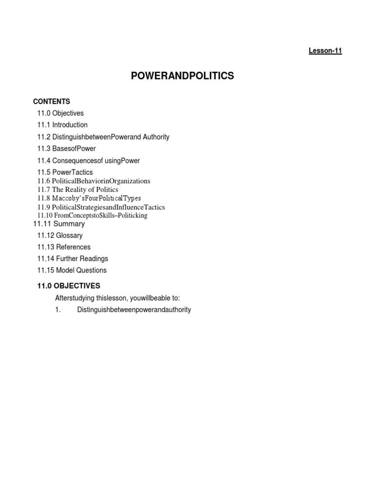 Chapter - 11 - OB Power and Politics Re | PDF | Power (Social And Political) | Social Psychology