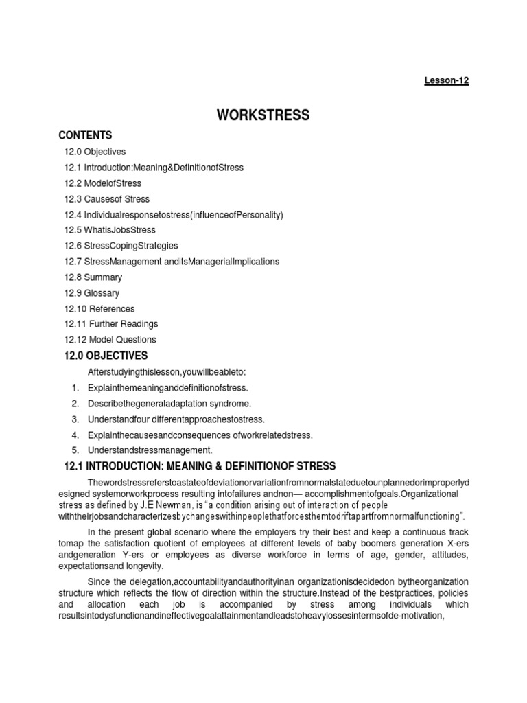 Chapter - 12 OB Stress Management Re | PDF | Stress (Biology ...