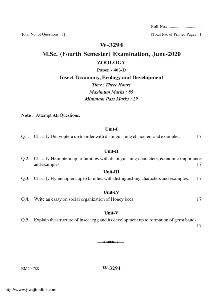 MSC 4 Sem Zoology Insect Taxonomy Ecology and Development W 3294 Jun ...