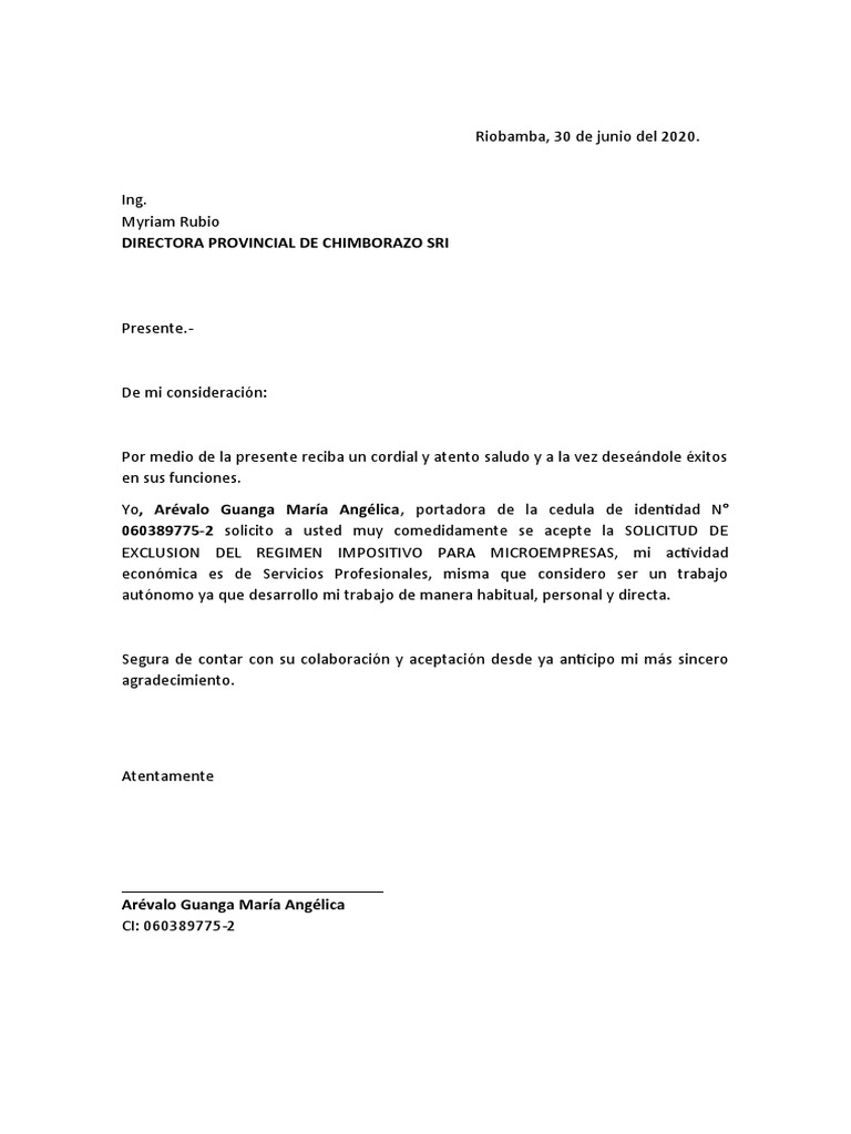 Carta de Exclusion | PDF