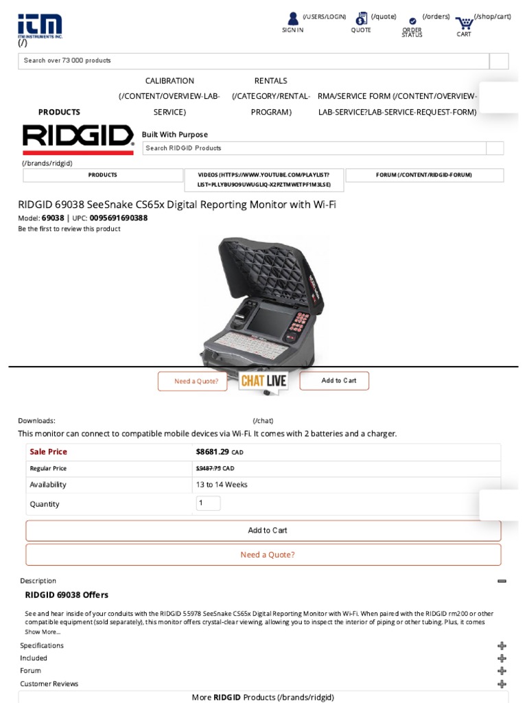 RIDGID 69038 SeeSnake CS65x Digital Reporting Monitor With Wi-Fi | PDF ...