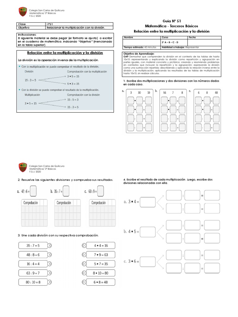 DIVISION Y MULTIPLICACION | PDF | Multiplicación | Matemáticas