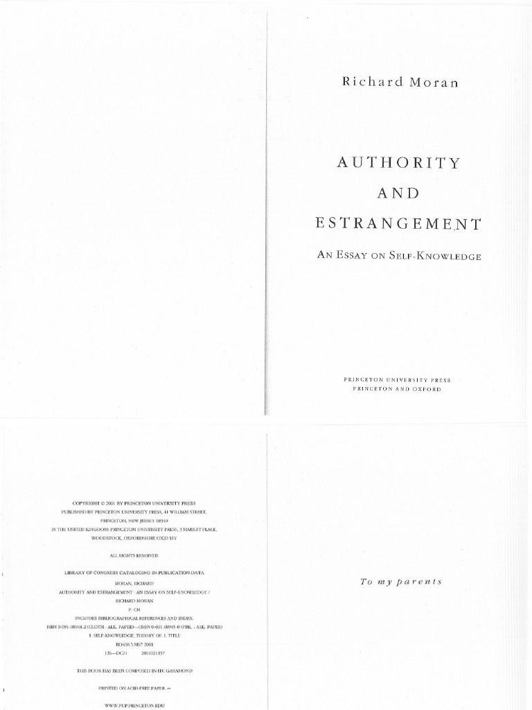 Richard Moran Authority and Estrangement | PDF