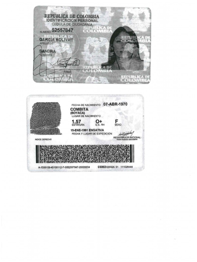 Cedula de Ciudadania Sandra | PDF