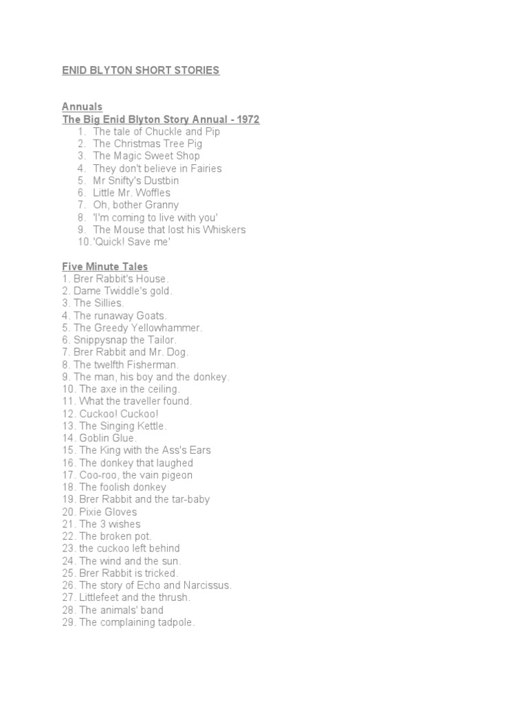 Enid Blyton Short Stories Collection | PDF