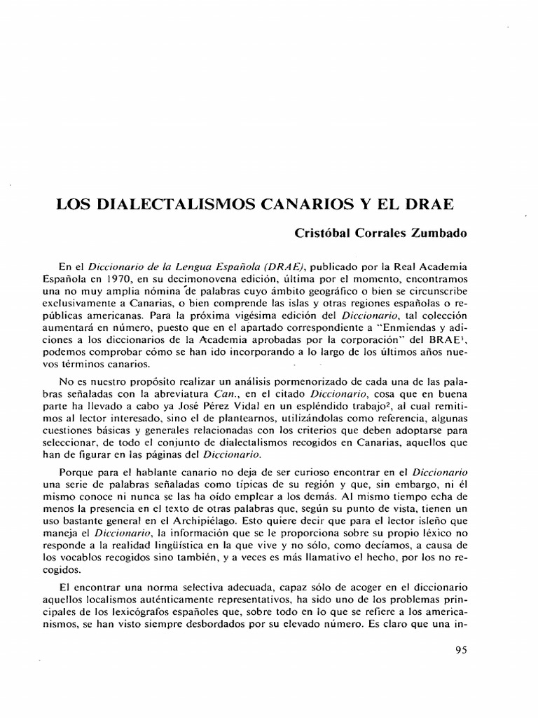 Los Dialectalismos Canarios Y El Drae: Diccionario de La Lengua ...