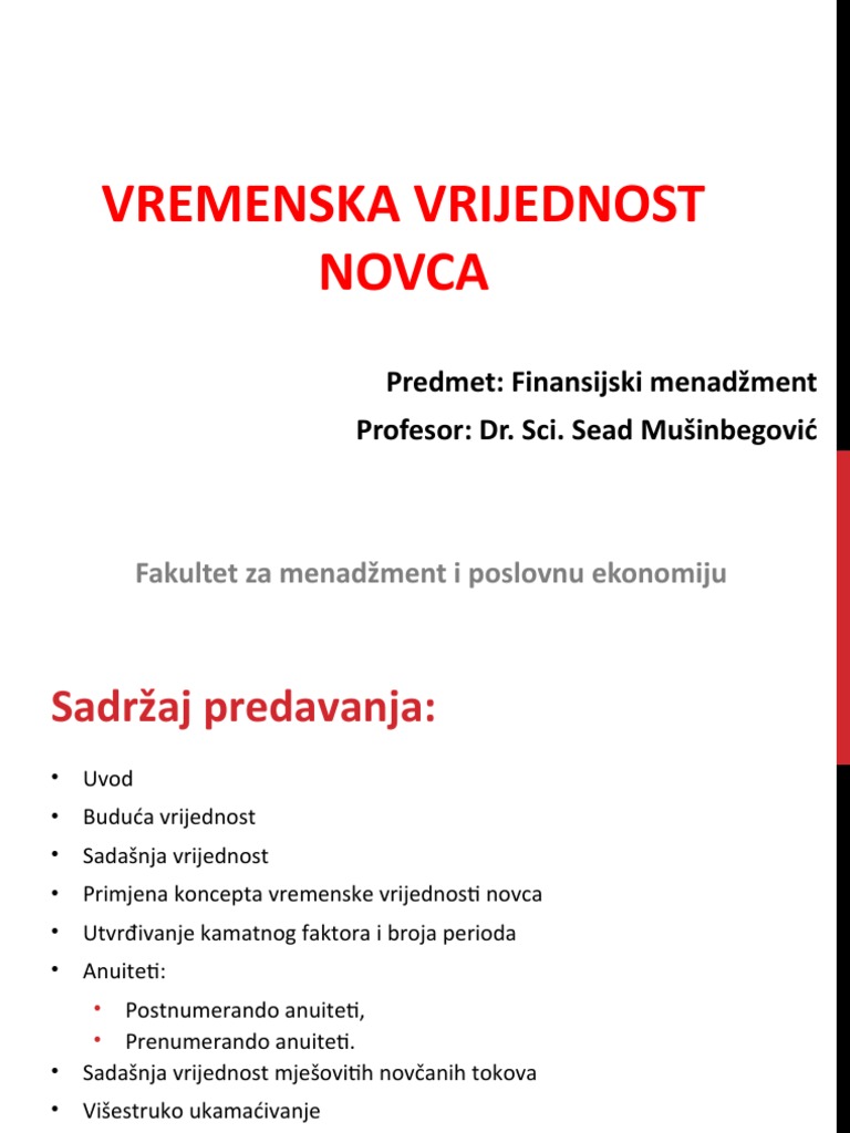 5 Vremenska Vrijednost Novca | PDF