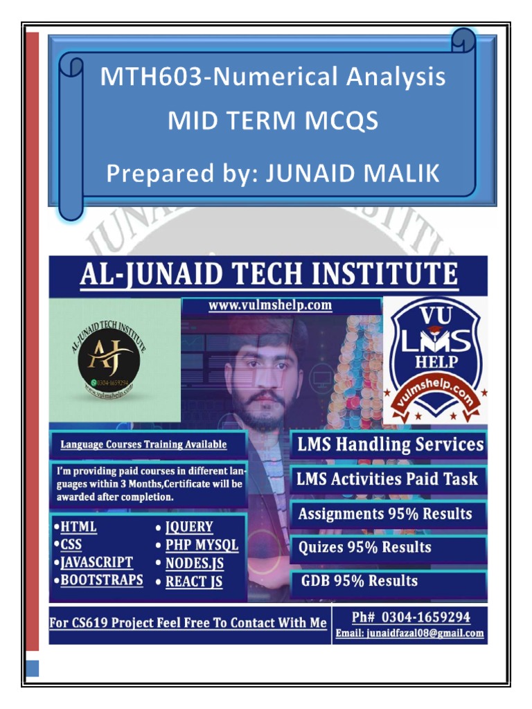 MTH603 MIDTERM SOLVED MCQS by JUNAID | PDF | Eigenvalues And ...