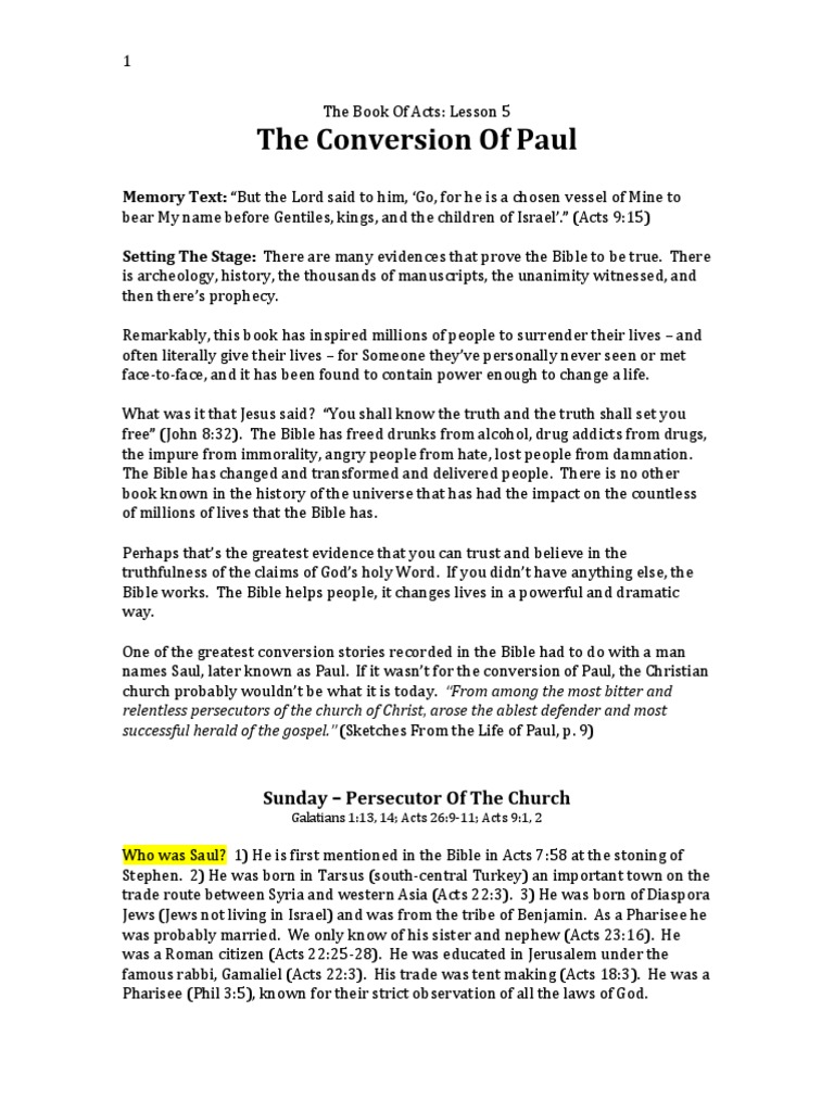 Conversion of Paul: A Biblical Study | PDF | Paul The Apostle | Acts Of ...
