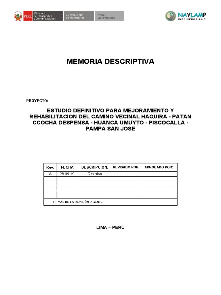 Memoria Descriptiva | PDF | Hormigón | Drenaje