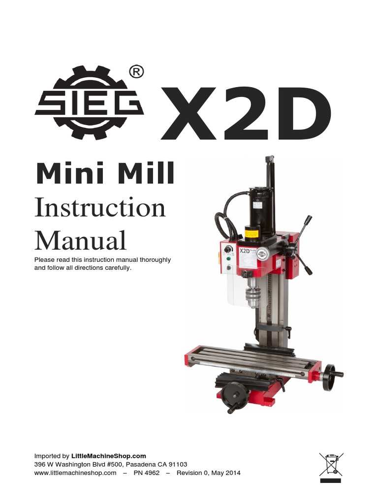 4962 SIEG X2D Mill Users Guide | PDF | Drill | Secondary Sector Of The ...
