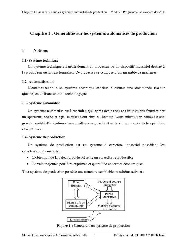 Chapitre 1 | PDF | Automate programmable industriel | Informatique