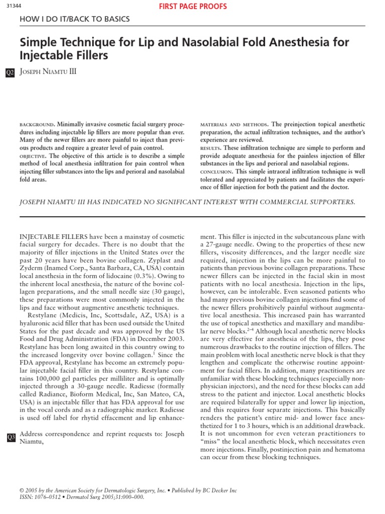 Simple Anesthesia Technique | PDF | Anesthesia | Injection (Medicine)