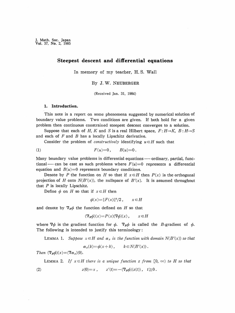 Descent and Differential: Steepest Equations | PDF | Nonlinear System | Differential Equations