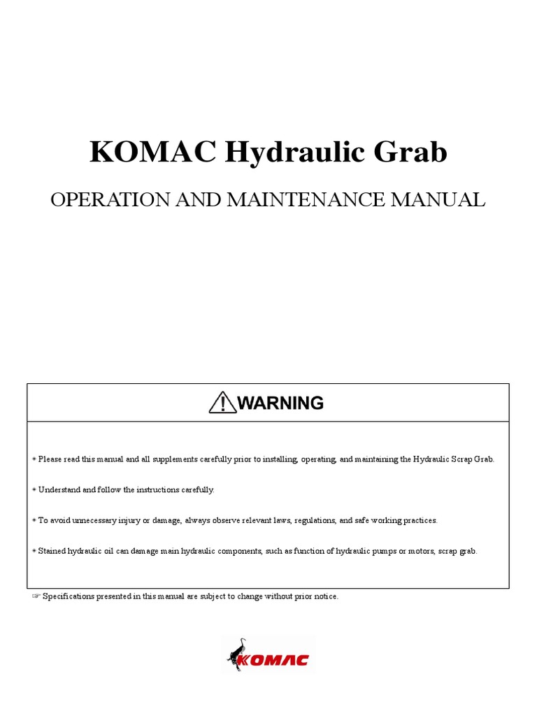 Komac Grapple Manual | PDF | Bearing (Mechanical) | Valve