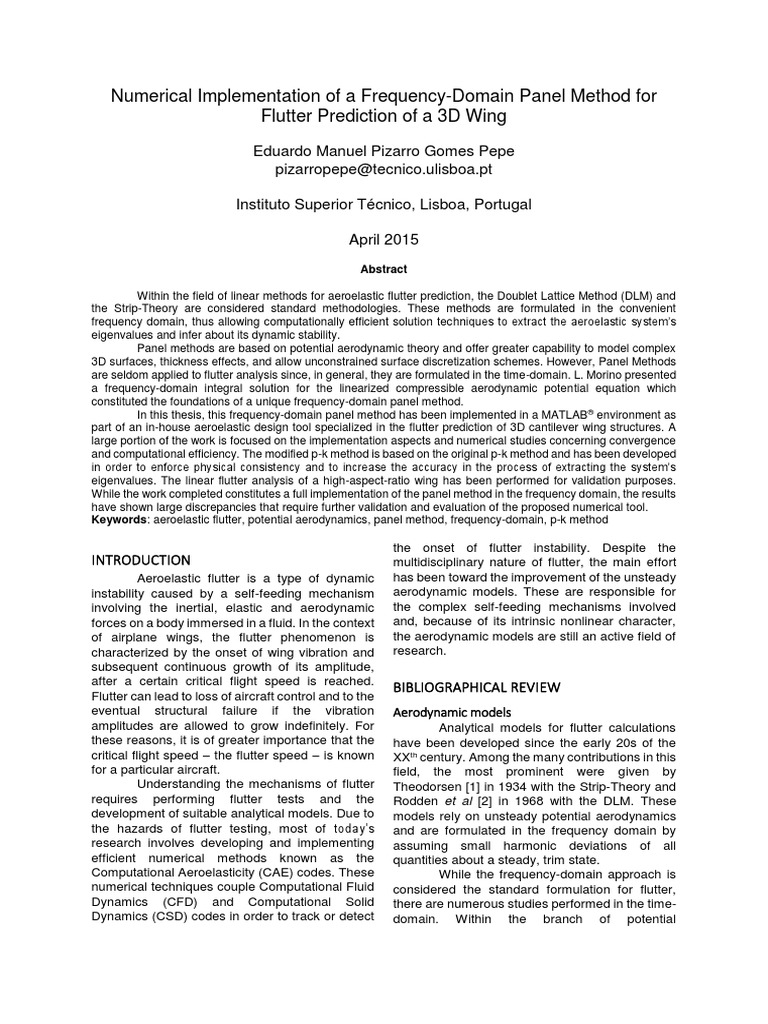 Panel Method Flutter Prediction 3d Wing | PDF | Eigenvalues And ...