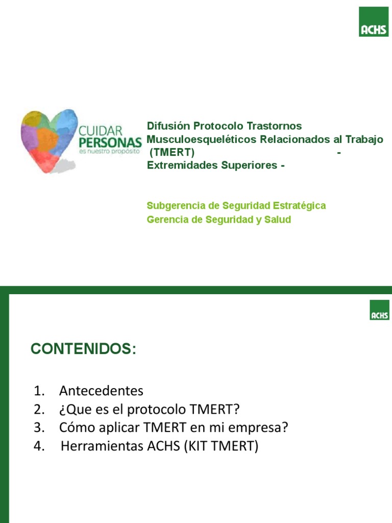 Presentación Protocolo TMERT ACHS | PDF | Lesión | Enfermedades y trastornos
