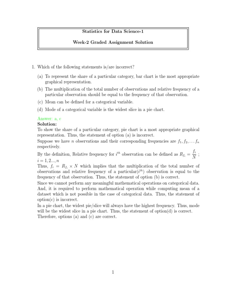 Week 2 - Describing Categorical Data | PDF | Categorical Variable | Mathematics