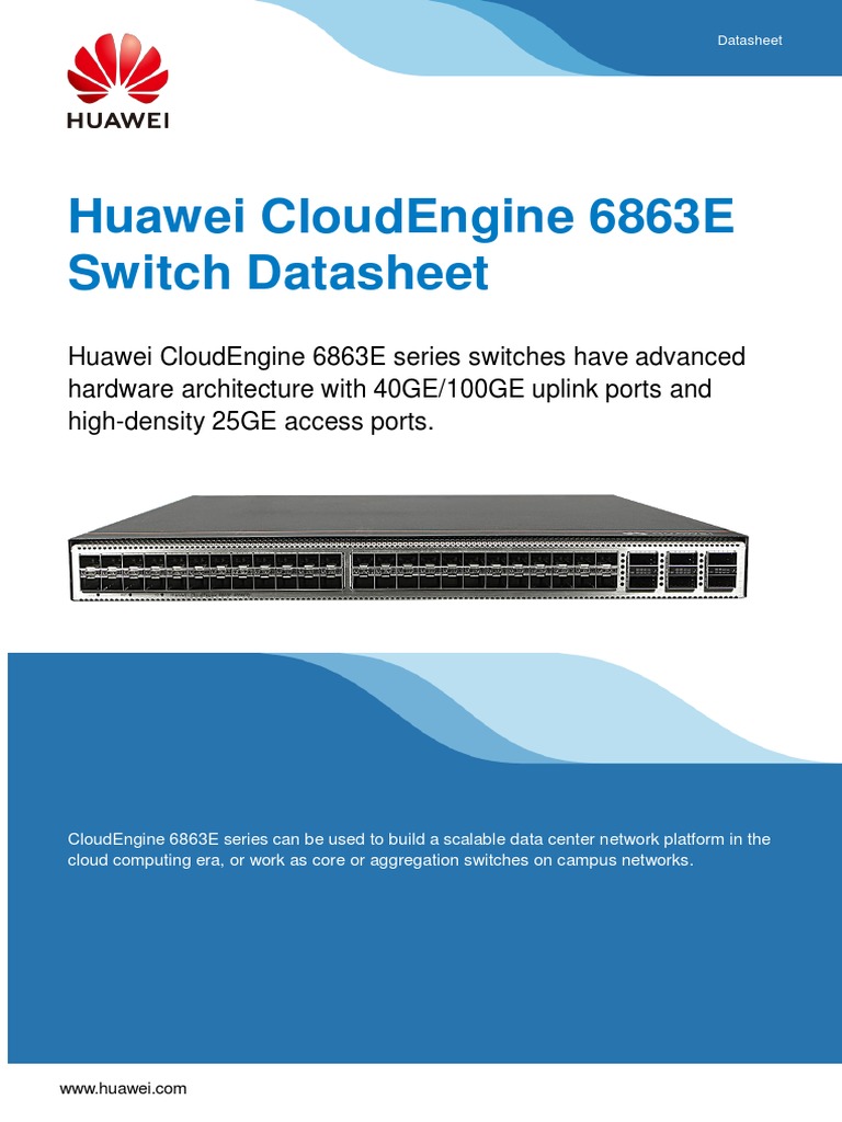 Huawei CloudEngine 6863E Switch Specs | PDF | Computer Network | I Pv6