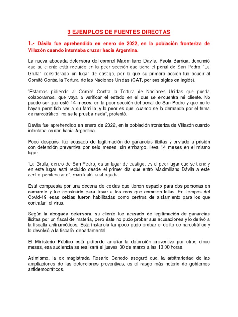 3 EJEMPLOS DE FUENTES DIRECTAS - Docx DE CELY | PDF | Prisión | Crímenes