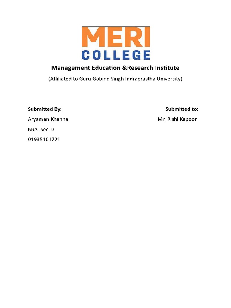 Aryaman Khanna Sec-D BRM File | PDF | Spss | Methodology