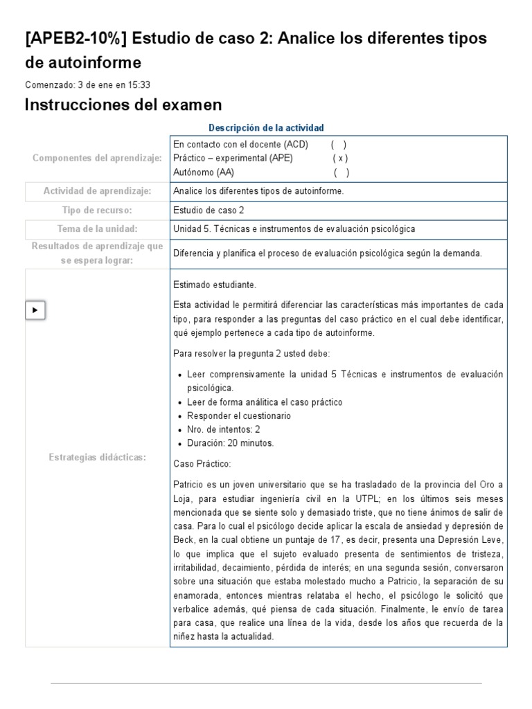 Tipos de autoinforme en evaluación psicológica | PDF | Evaluación ...