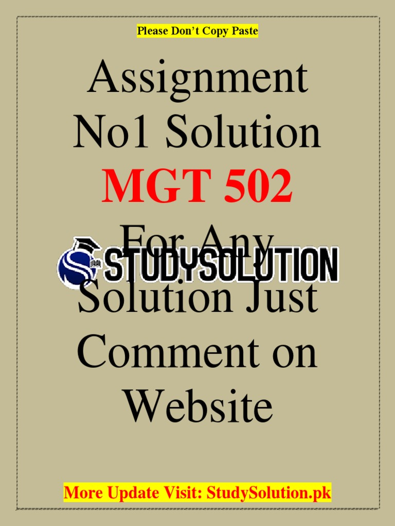 MGT 502 Assignment 1 Solutions 2025 | PDF | Career & Growth | Business