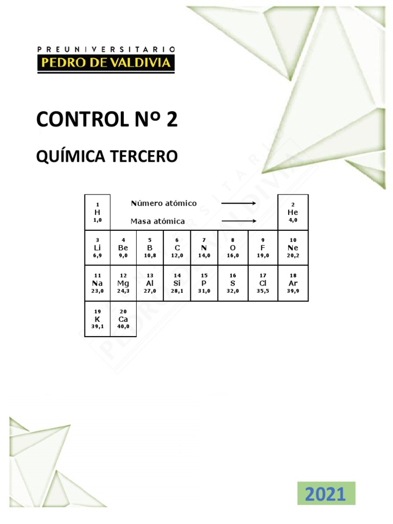 QT - Control N°2-2021-1kjk | PDF | Mole (Unidad) | Oxígeno