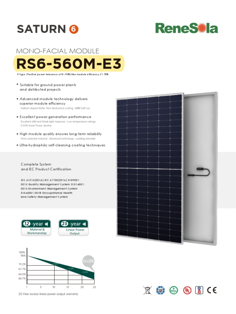 560 Renesola | PDF | Fuse (Electrical) | Electrical Engineering