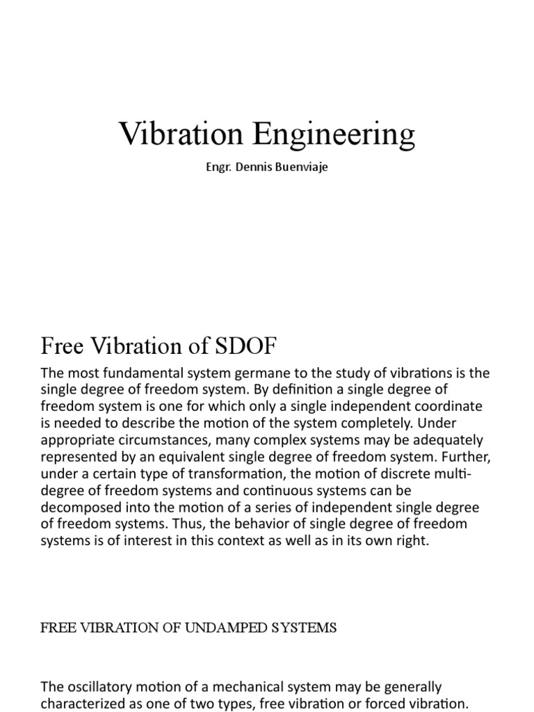 Free Vibration of SDOF | PDF | Oscillation | Resonance