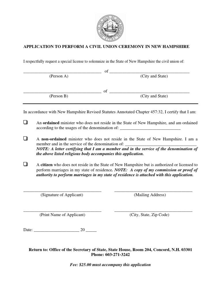 Civil Union Application | PDF | Law