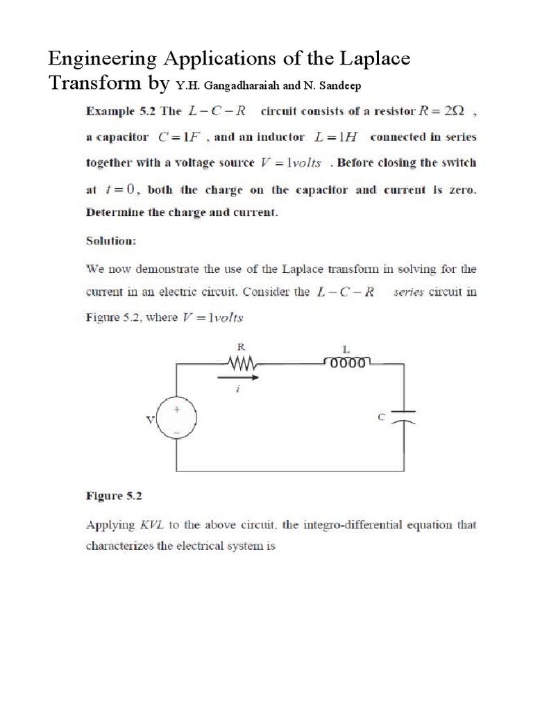 Engineering Applications of The Laplace Transform | PDF Engineering Applications of The Laplace Transform | PDF