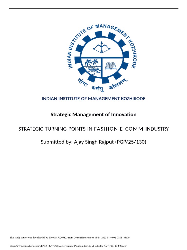 Strategic Turning Points in ECOMM Industry Ajay PGP 130 2 | PDF | E Commerce | Online Shopping