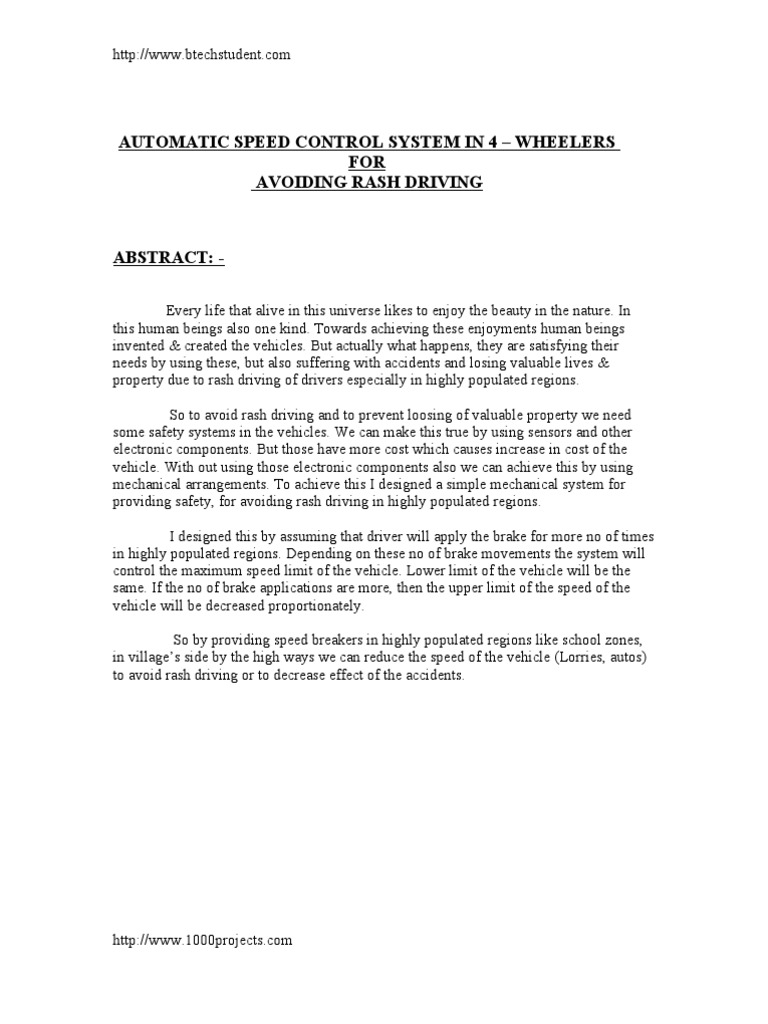 Automatic Speed Control for Vehicles | PDF | Inductor | Switch