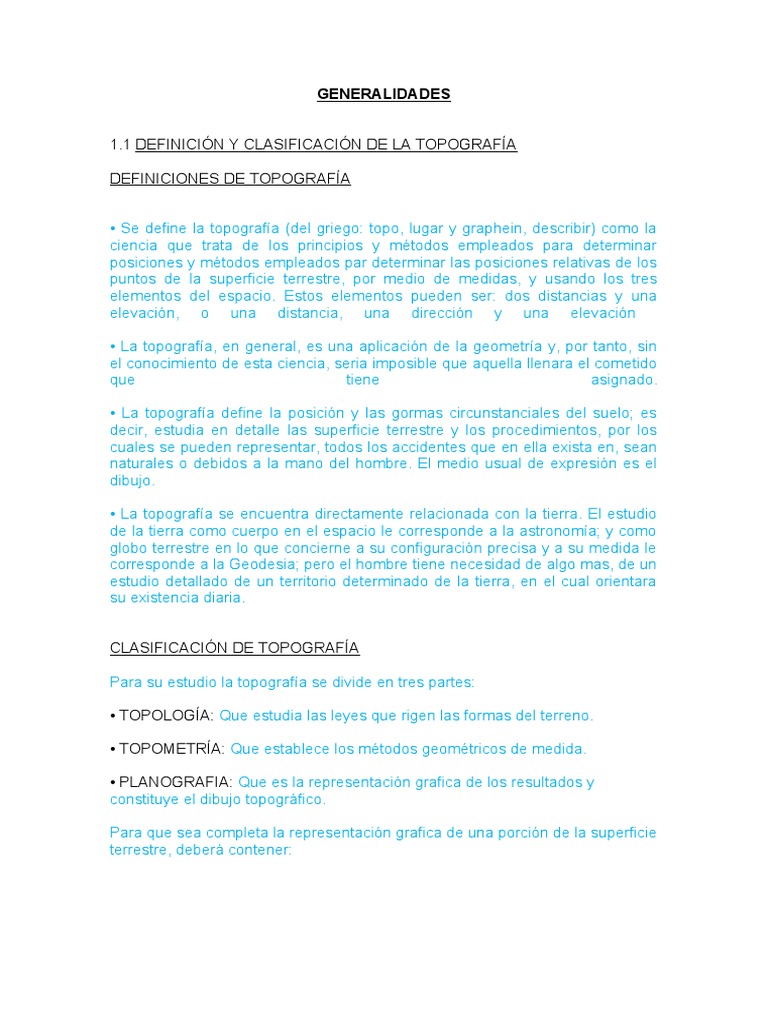 Definición y Clasificación de Topografía | PDF | Nicolás Copérnico ...