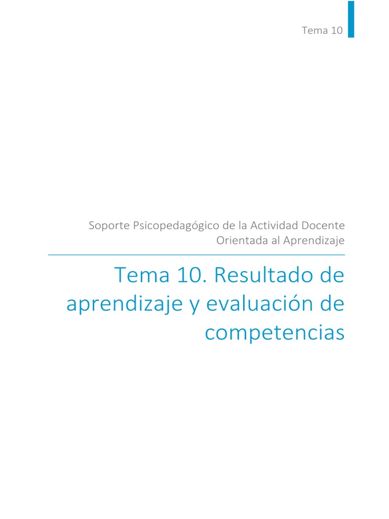 Tema 10. Resultado de Aprendizaje y Evaluación de Competencias | PDF | Evaluación | Enseñando