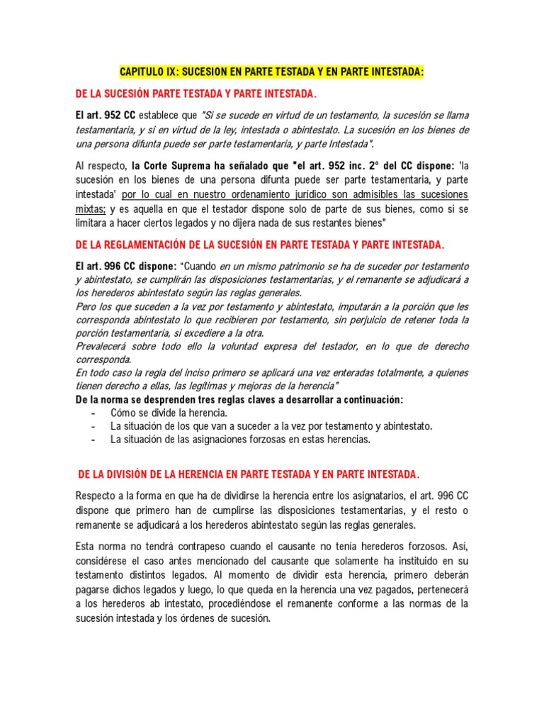 Sucesión Mixta: Testada e Intestada | PDF | Herencia | Intestacy