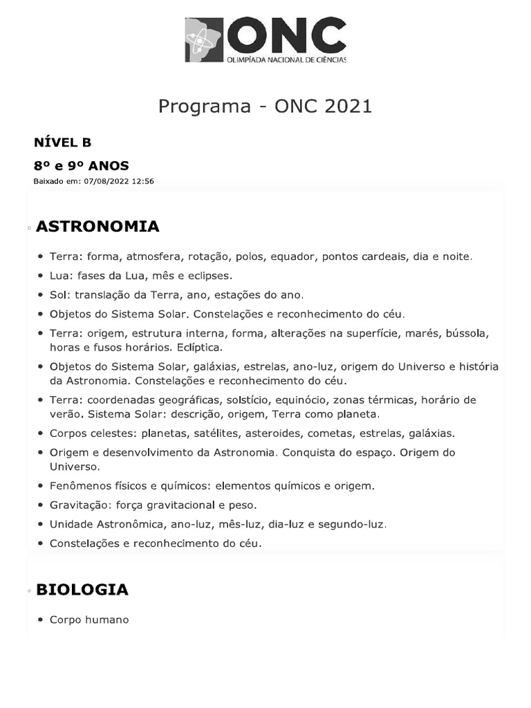 onc conteudos | PDF