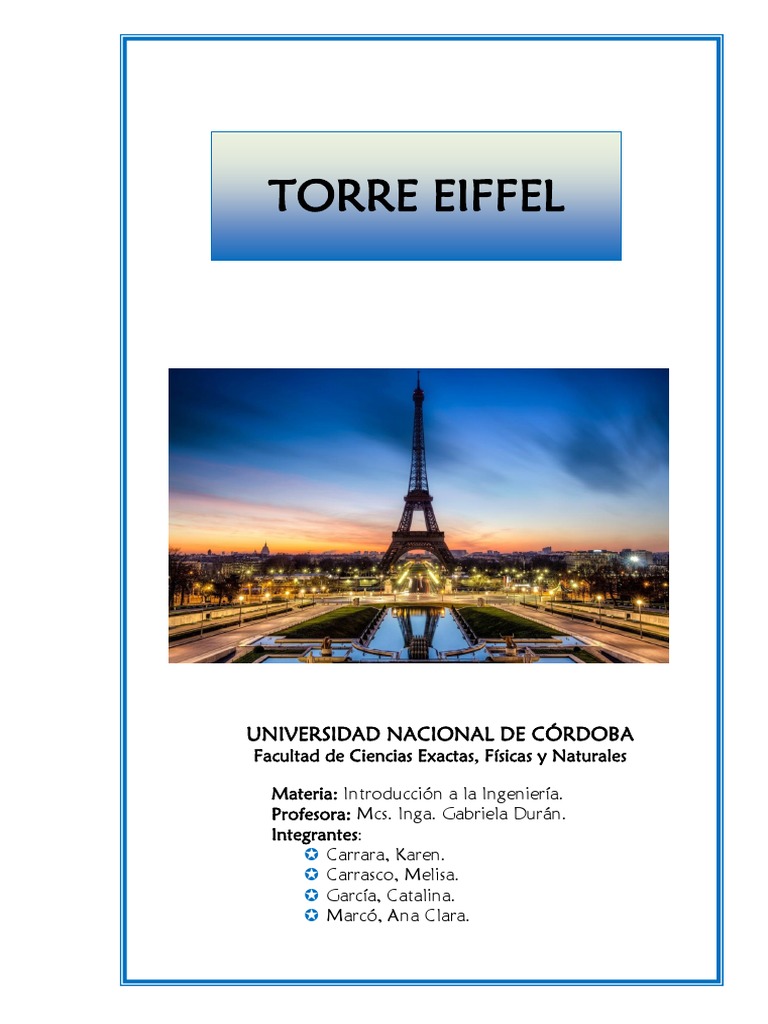 Historia y Estructura de la Torre Eiffel | PDF | Torre | Ingeniero civil