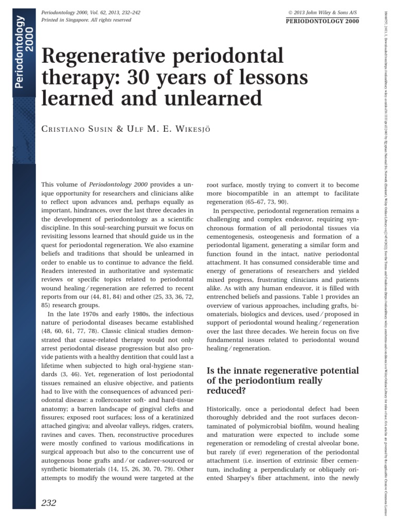 Periodontology 2000 - 2013 - Susin - Regenerative Periodontal Therapy ...