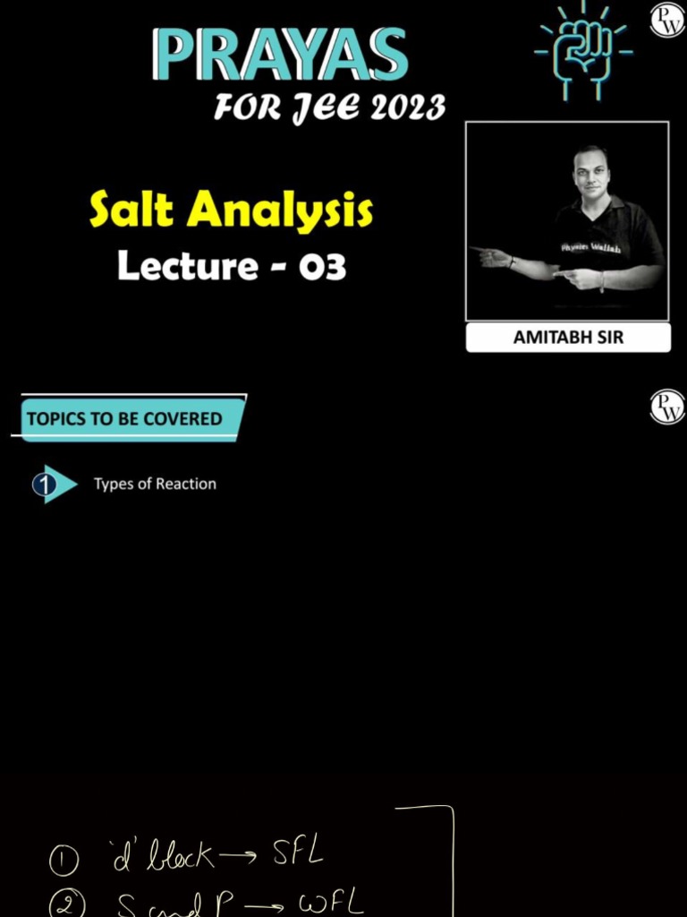 Salt Analysis 03 - Class Notes - Prayas 2023 (Live) | PDF Salt Analysis 03 - Class Notes - Prayas 2023 (Live) | PDF