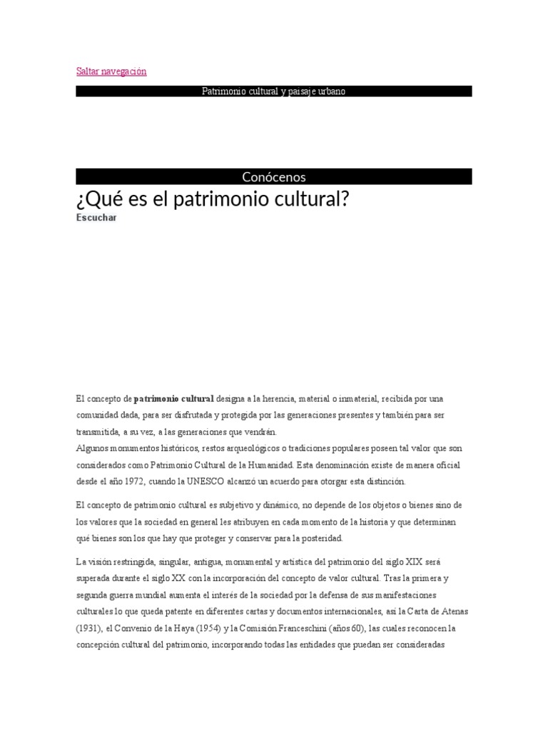 Patrimonio Cultural | PDF | Patrimonio cultural | Bienes (Ley)
