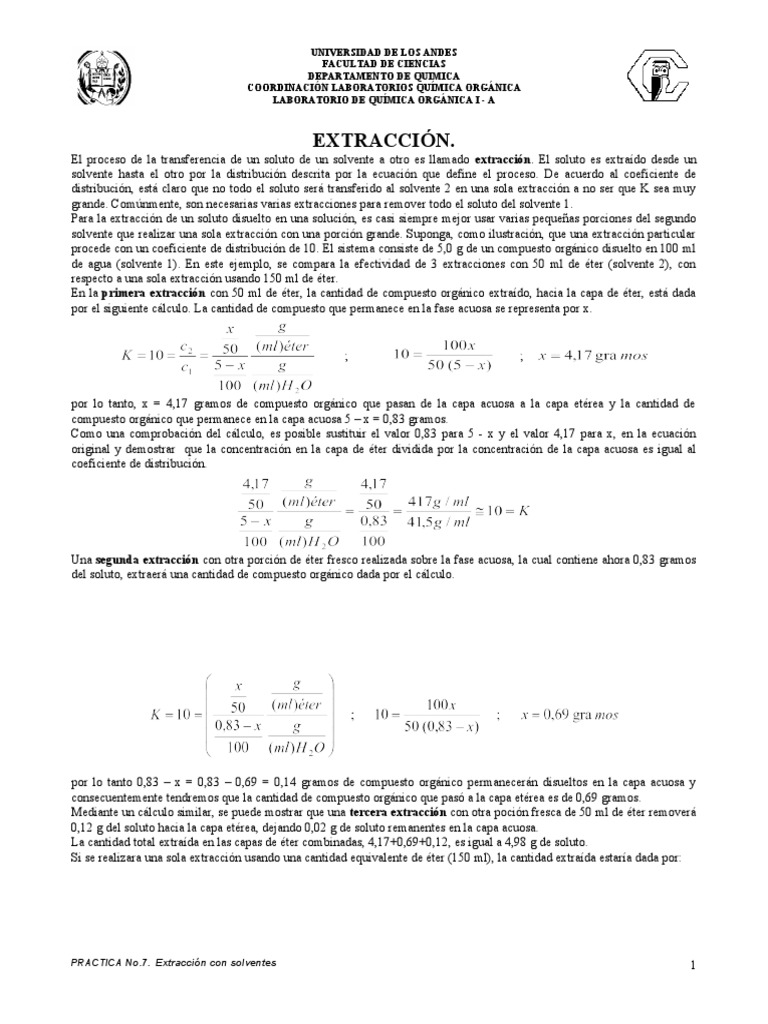 Práctica No.5 .EXTRACCION con solventes activos. | PDF | Sal (química ...