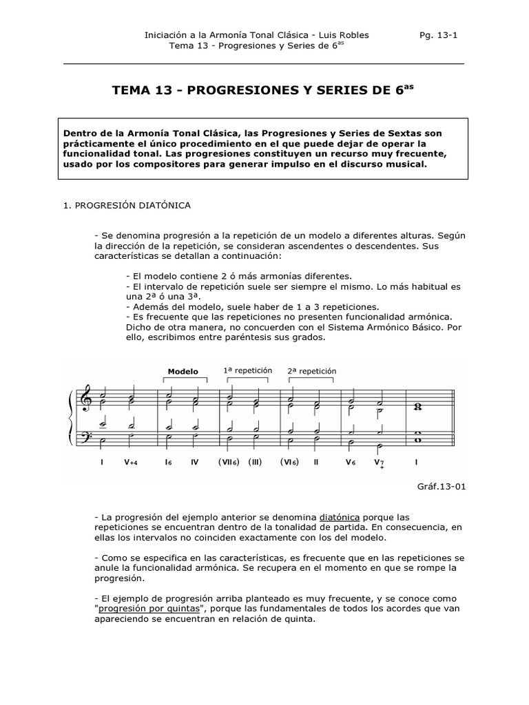 Tema 13 - Progresiones y Series de 6as | PDF | Armonía | Acorde (Música)