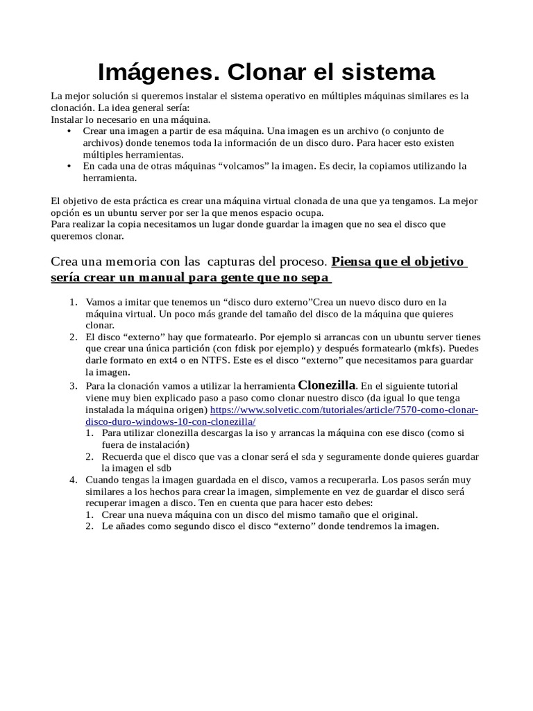 Imagenes Clonar Sistema, Clonezilla | PDF