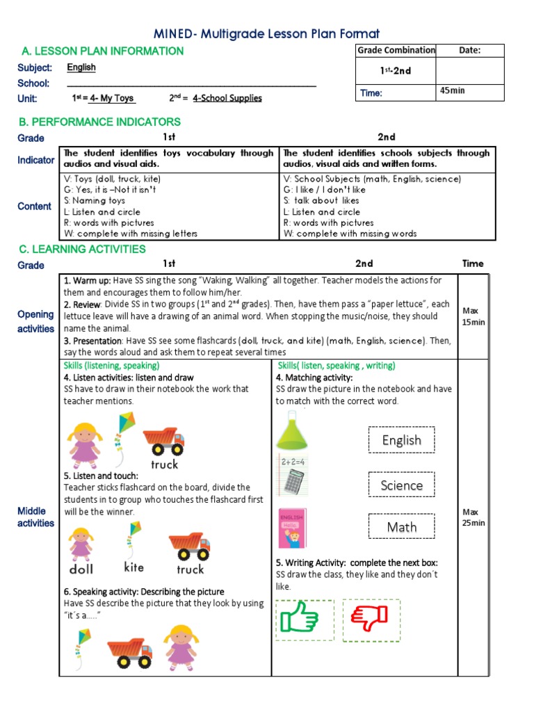 Multigrade Lesson Plan for Grades 1-2 | PDF | Lesson Plan | Teachers