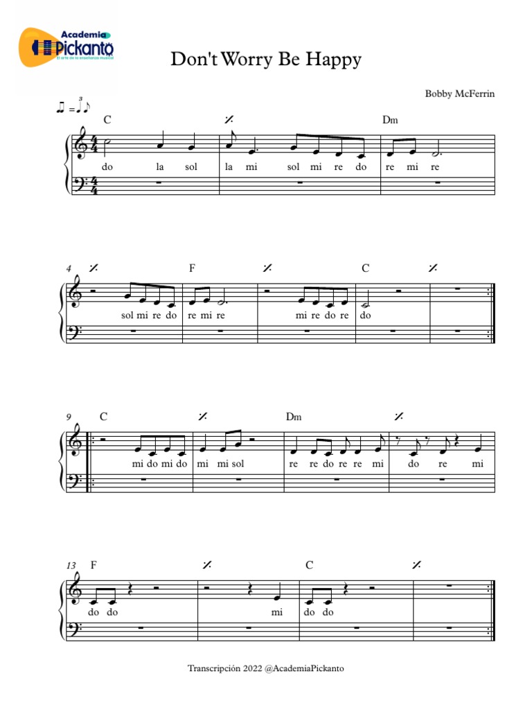 Dont Worry Be Happy Piano MELODIA | PDF