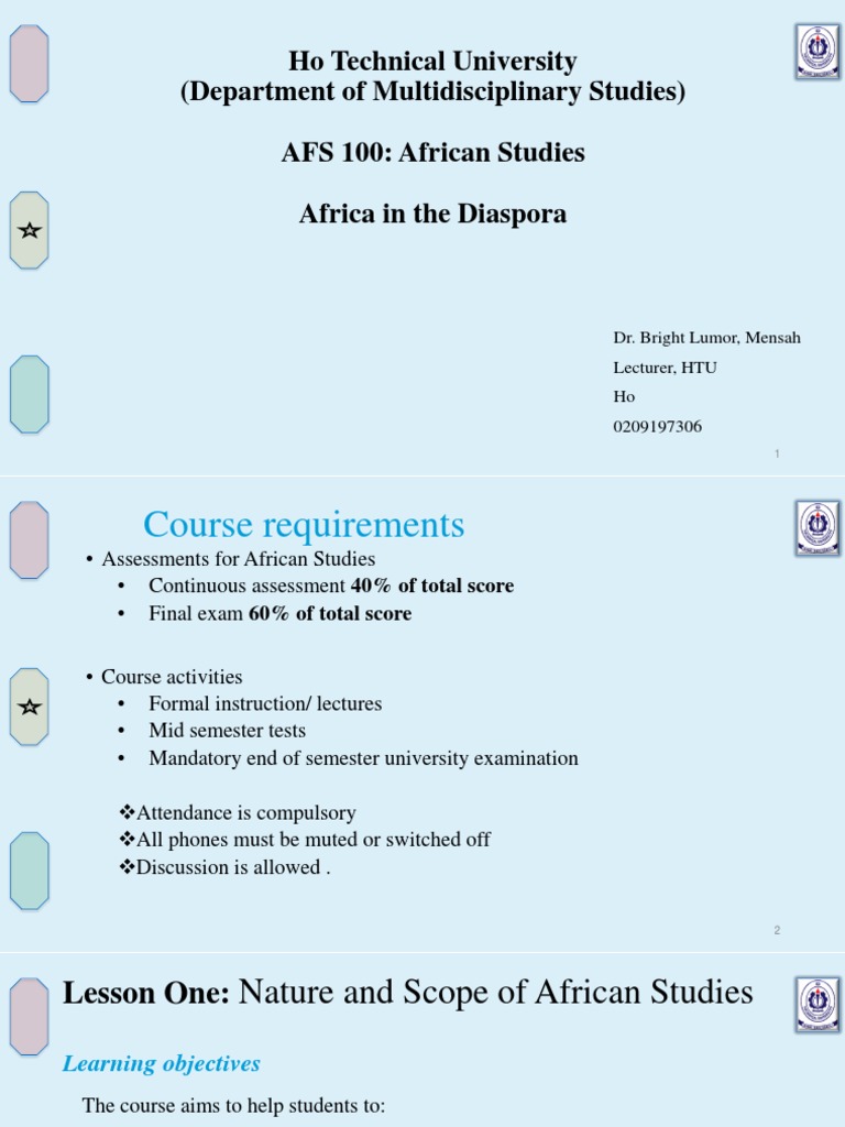 AFS 100 Lecture 1 Introduction To African Studies | PDF | Africa | African Union