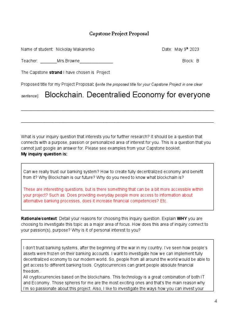 Capstone Project Proposal Final Student Fillable | PDF | Usability ...