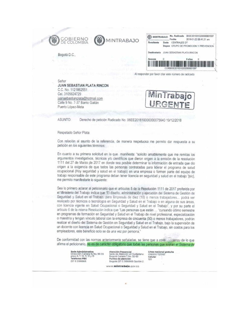 Comunicado Lic SST | PDF